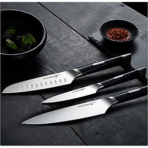 linoroso Chef Knife Kitchen Knife Ultra Sharp Cooking Knife, 7 inch Precision Forged German High-Carbon Stainless Steel Cutting Knife with Exquisite In-Drawer Knife Block- MAKO Series