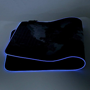 Ruiqas Gaming Mouse Pad RGB Mouse Pad Luminous Large World Map Mice Mat Waterproof Non- Slip Rubber Base 800x300