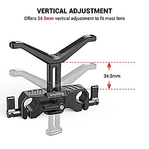 SMALLRIG 15mm Long Lens Support Bracket Height Adjustable for DSLR Camera Shoulder Rig (New) - 1087