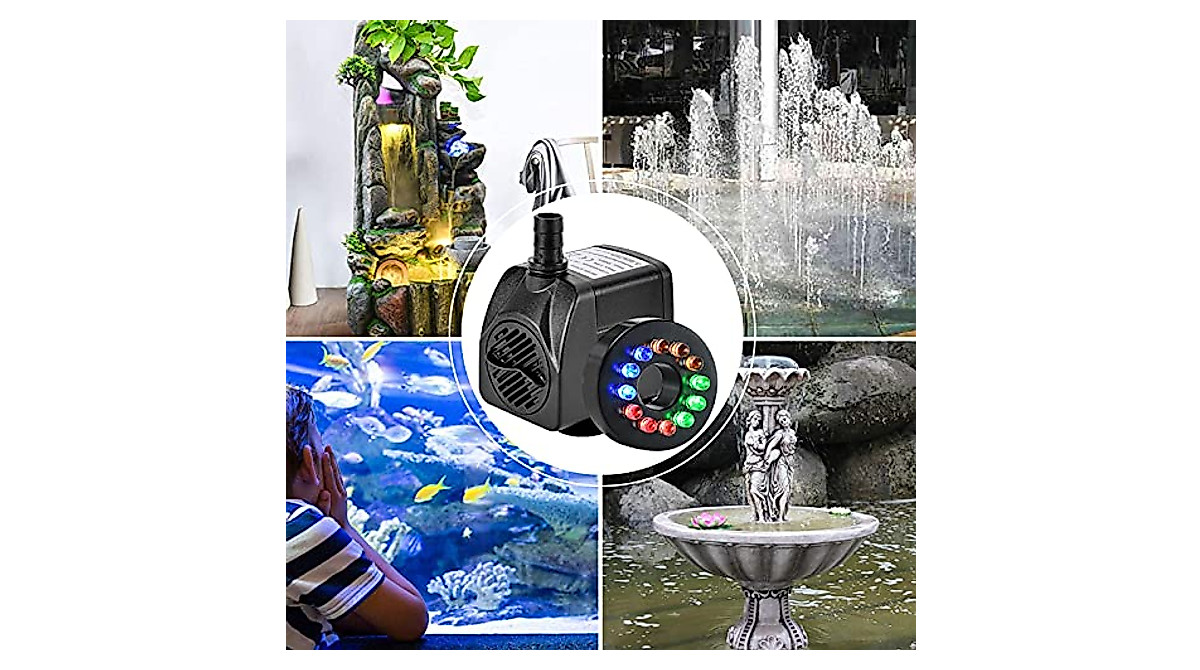 15W Submersible Fountain Pump with LED Lights
