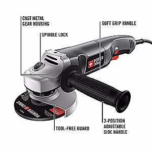 PORTER-CABLE Angle Grinder Tool, 4-1/2-Inch, 7.5-Amp (PC750AG), Grey,black