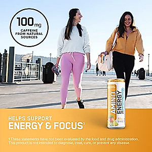 Optimum Nutrition Amino Energy Drink + Electrolytes for Hydration - Sugar Free, Amino Acids, BCAA,Keto Friendly, Sparkling Drink-Mango Pineapple Limeade, 12 Fl Oz (Pack of 12) (Packaging May Vary)