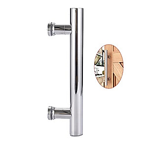 SIMPHONY 12 inches Heavy-Duty Commercial Grade-304 Stainless Steel Push Pull Door Handle/Sliding Barn Door Handle Set/Glass Door Pulls,Hardware - Fit Doors 1/2 to 2 ''