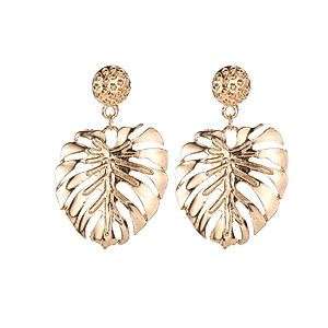 Shegirl Palm Leaf Earrings Hollow Leaves Dangle Earrings Gold Studs Earrings Fashion Jewelry for Women Gift