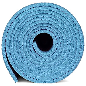 YogaAccessories 1/4" Thick High-Density Deluxe Non-Slip Exercise Pilates & Yoga Mat, Light Blue