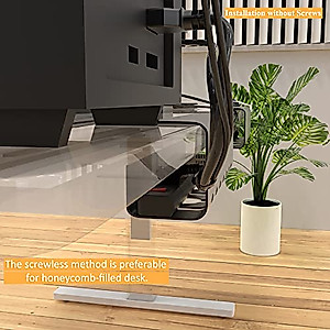 Under Desk Cable Management Tray Kit - 2 Pack No Drill Cable Management Under Desk Trays with Cable Ties and Double Sided Tapes - Super Easy to Setup Cord Organizer for Desk - 15.7" x 3.9" x 3.9"