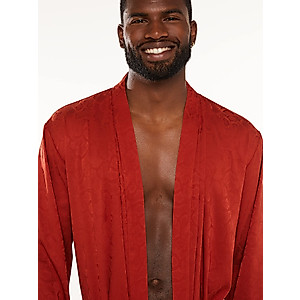 Savage X Fenty, Men's, Savage X Satin Jacquard Long Robe, Henna Red, S