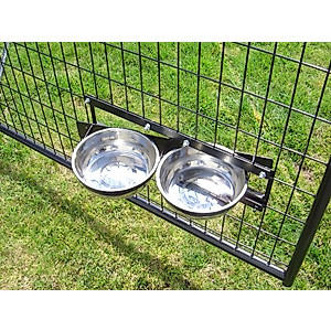 Lucky Dog Stainless Steel Double Rotating Food & Water Pet Bowls (21in. x 8in. X 5in.)