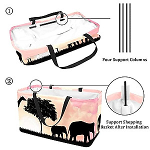 LORVIES Large Rectangular Baskets for Storage, Elephants Giraffe Nature Closet Storage Bins Organizing Baskets