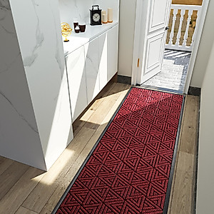 Yimobra Front Door Mat Outside Entrance 72 x 24, Waterproof and Washable Outdoor Mat, Non Slip Rubber Backing, Heavy Duty Welcome Matt for Home Entry Floor Porch Garage Office, Low Profile, Mix Red