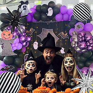ECEAE Black Purple Silver Balloon Garland Kit Gothic Purple Balloon Arch For Nightmare Vampirina Party Decorations Backdrop Halloween Christmas Gothic Birthday Party Supplies Lavender Decor