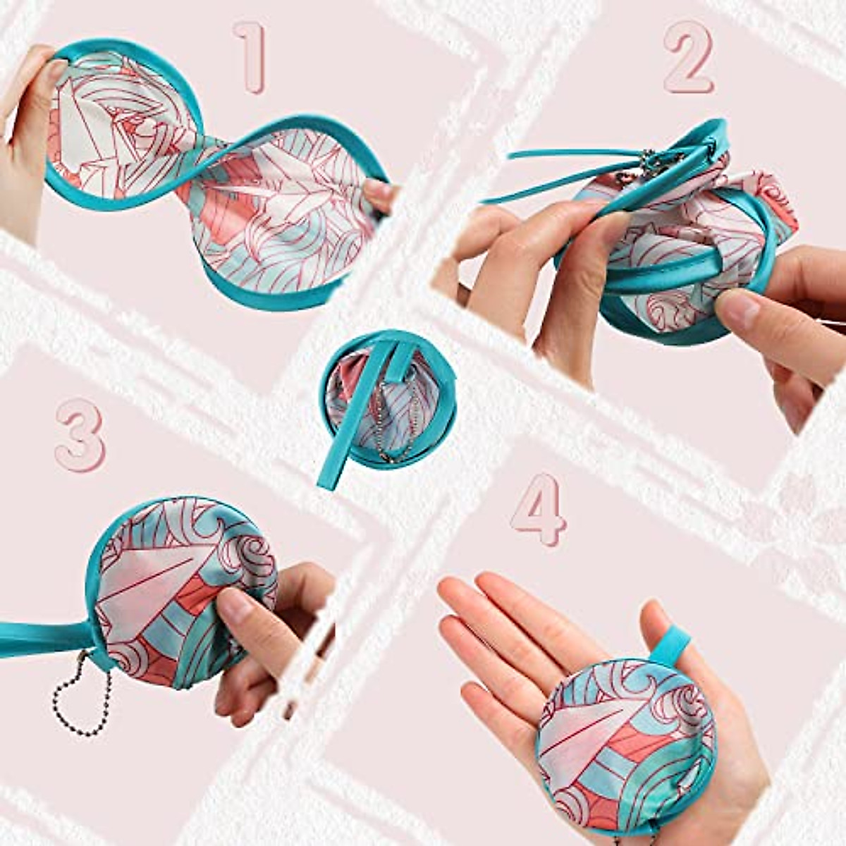12 Pcs Round Japanese Style Foldable Hand Fan Summer Flower Handheld Folding Fan 4 Patterns Collapsible Handheld Fan Foldable for Women Girls Daily Use Festival Wedding Party Favors Home Decorations