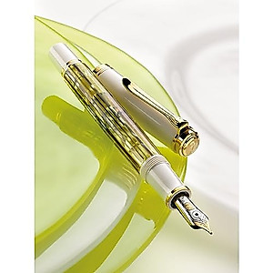Pelican M400 Fountain Pen, F Fine Point, White Tortoise Souverane
