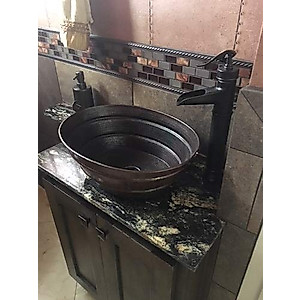 16" x 12" Rustic Oval Copper BUCKET Vessel Bath Sink with 19-Hole Grid Drain by SimplyCopper