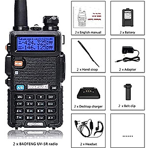 Baofeng UV-5R Two Way Radio Handheld Ham Radio Dual Band Walkie Talkie(2PACK, Black)