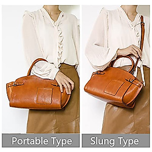 Erivis Genuine Leather Handbags For Women Crossbody Purse Vintage Hobo Bags Top Handle Bags Brown (Black)