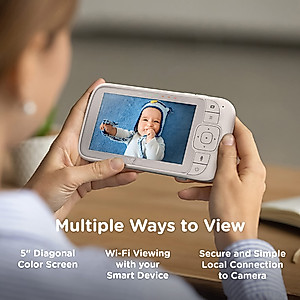Hubble Connect 5" Smart Baby Monitor with Camera, Audio, NightVision; Pan Tilt Zoom; 2Way Talk & Room Temp Sensor, 1000ft Range, WiFi Baby Monitor with Smartphone App