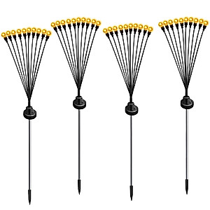 historyoo Solar Garden Light, 4Pack Outdoor Lights Solar Firefly Lights Solar Lights Outdoor Waterproof, Decor Lights for Garden Yard Patio Pathway, Solar Christmas Lights for Outside Warm Light