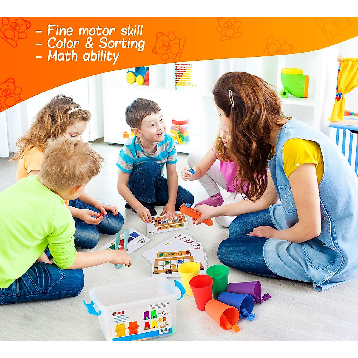Bmag Counting Bears with Sorting Cups & Dices - Educational Toy for Kids