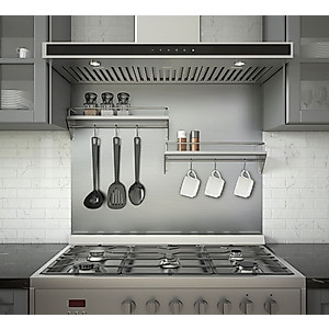 Ancona 36" Stainless Steel Backsplash with Two-Tiered Shelf and Rack