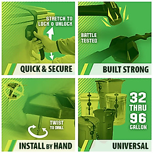 Blazer Brand Strong Strap Stretch Latch - Universal Lid Lock for Outdoor Garbage Cans (Starter Kit)