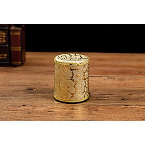 Asian Home Thy Collectibles Dice Cup with 5 Dices, PU Leather Professional Dice Shaker Cup Set for Yahtzee/Craps/Backgammon or Other Dice Games Golden, 2 Pack