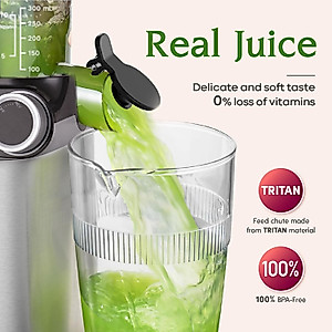 Anybear Cold Press Juicer, 200W Masticating Slow Juicer 4.3" Large Feed Chute Fit Whole Fruits Vegetables | Upgraded Auger | Tritan Materials | BPA Free | Easy to Clean with Brush| Juice Recipes