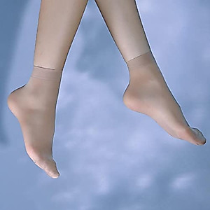 GLANCIA Sheer Nylon Socks for Women - 12 Pairs of 20 Den Ankle High Stockings in Black and Nude Dress Socks