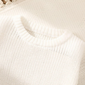 PATPAT Baby Girls Boys Todder Solid Long Sleeve White Sweaters Fall Winter Clothes for Girls Boys 3 Years