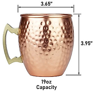ARORA Moscow Mule Mugs set of 4,Aluminum Hammered Handcrafted Cups for Cocktail Drink, Beer Bar Party Gifts-Copper Color 19oz