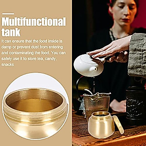 Cabilock MINI Metal Tea Canister Golden Tea Containers Loose Leaf Round Jar Sealing Storage Container for Loose Tea, Coffee, Candy, and Spices 1.8X1.6 inch
