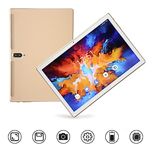 aqxreight HD Tablet, Dual Camera 10.1 Inch Tablet US Plug 100-240V 5G WiFi for Learning for Android 11.0 (Gold)