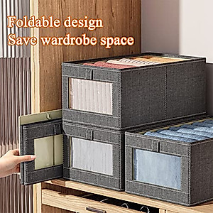 verrio Drawer Organizers for Clothes, Foldable Storage Bin Closet Organizer with Clear Window, Fabric Clothing Drawer Organizers for Shirts, Bra, Socks and Panties (A-14.17in)