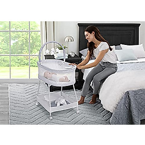 Delta Children Curve Bassinet, White/Grey