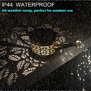Elfengarden Solar Watering Cans Light Garden Decorative - Leaf Pattern Metal Watering Cans Stake Light with 32 LED Fairy Light - Waterproof Warm White Led for Lawn Patio Or Courtyard Décor