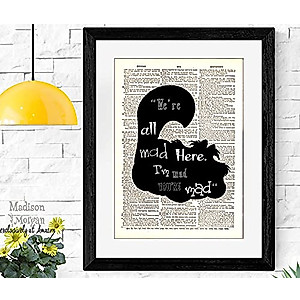 Alice In Wonderland Mad Hatter: The Secret Alice. Decor - 4 piece set - Dictionary Art Print Quotes and Sayings Print - UNFRAMED 9 X 11 inches
