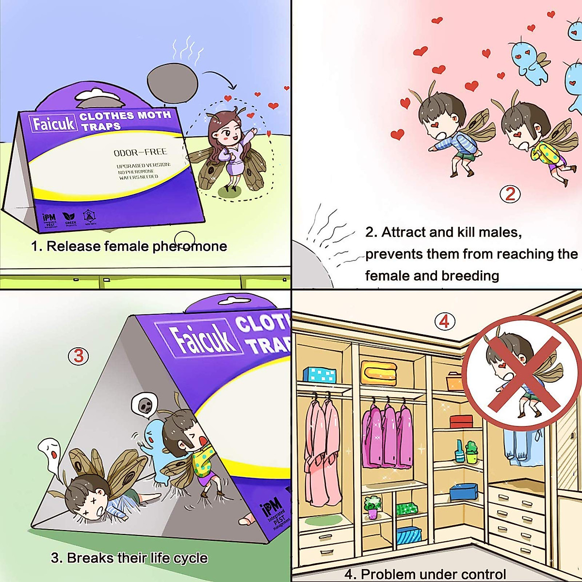 12-Pack Clothes Moth Traps with Pheromone Attractant for Closet and Carpet