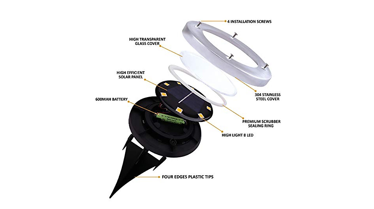Neo LOONS Solar Ground Lights - Waterproof 8 LED Outdoor Pathway Lights