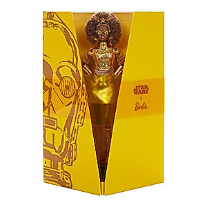 Barbie Collector Star Wars C-3PO x Barbie Doll (~12-inch) in Gold Fashion and Accessories, with Doll Stand and Certificate of Authenticity