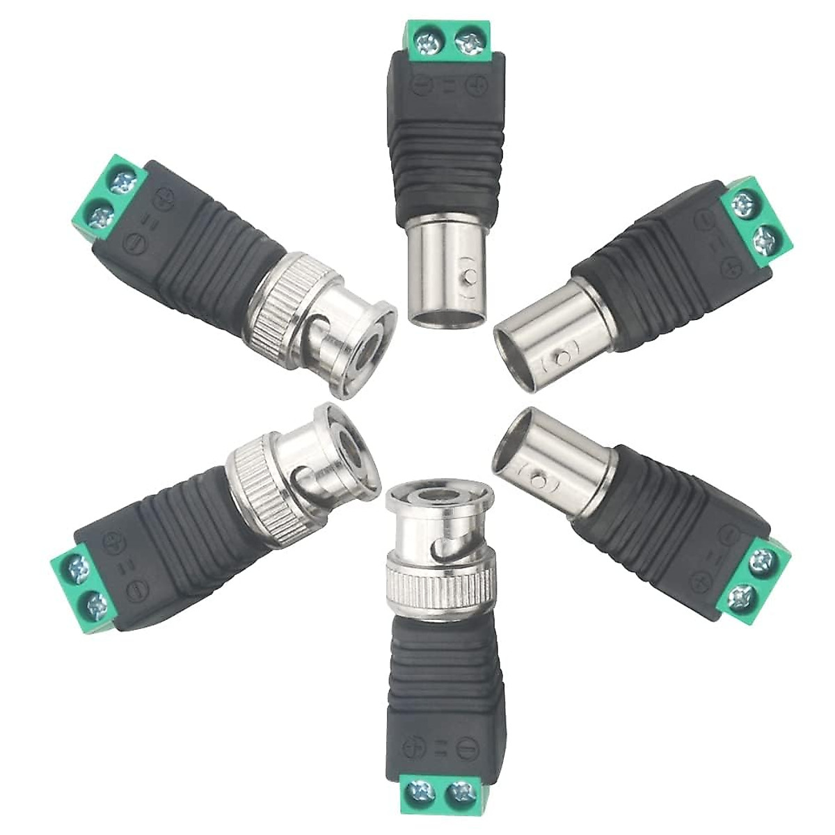 WMYCONGCONG 40 PCS 2.1x5.5mm Male Female DC Power Adapter Connector Camera Video BNC Male Female Balun Connector for Coax Cat5 CCTV