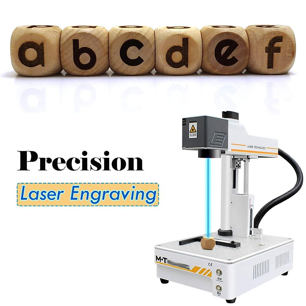 Hometu Creative 20MM 6-Sided Game Dice Set (6Pcs Identical Dices) Wooden Letter Pattern Dices Laser Engraved Rolling Decider for Party Playing Games