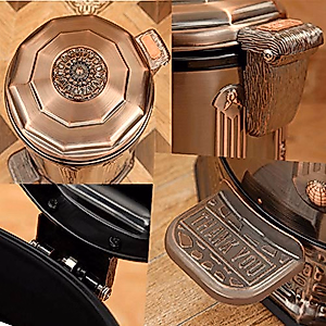 AS Metal Trash Can with Lid Silent Pedal Trash Bin Antique Garbage Can,Luxury Dustbin for Home Office Living Room,kitchen-10L/2.6gal (Color : Copper Color)