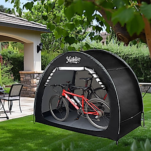 Bike Shed, Outdoor Portable Bike Storage Shed Tent, Bike Tent, Waterproof Bicycle Shelter with 210D Oxford Fabric, Bicycle Cover Fits 2-3 Bikes (Black)