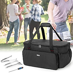 SAMDEW Portable Grill Carry Bag Compatible with Weber 1141001 Go-Anywhere Gas Grill, Outdoor Camp Grill Cover Compatible with Weber 121020 Go-Anywhere Charcoal Grill, Bag Only (Patented Design)