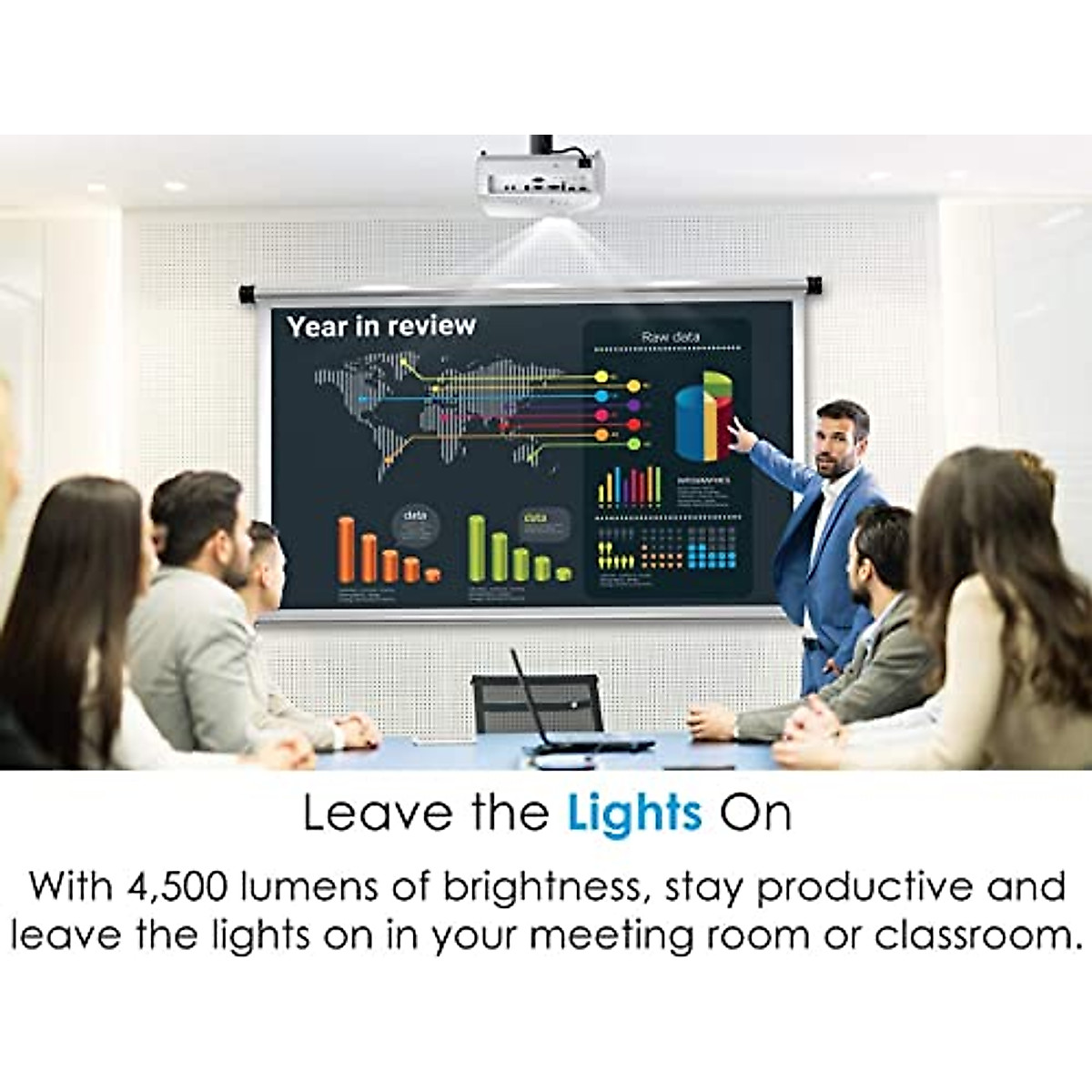 Optoma EH412x Professional 1080p Projector | 4,500 Lumens for Daytime Use in Meetings, Training and Classrooms | 15,000 Hour Lamp Life | 4K HDR Input | Built-in Speaker