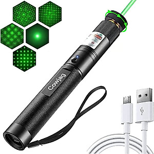 Cowjag Laser Pointer High Power, Long Range [10,000 ft] Green Powerful Handheld Flashlight with Adjustable Focus, Green Laser Pointer for Night Astronomy Outdoor and Hiking(Green Light)