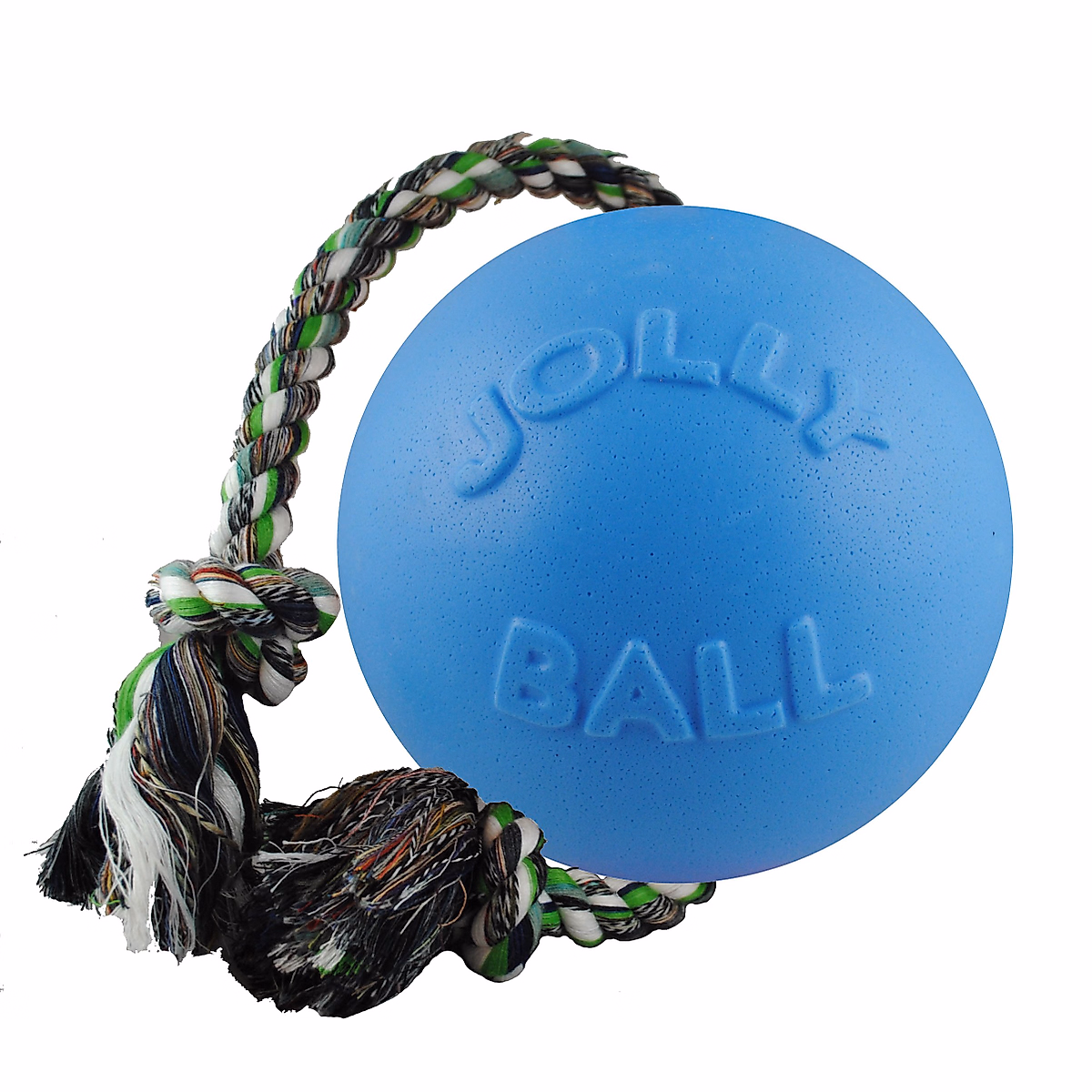 Jolly Pets Romp-n-Roll Rope and Ball Dog Toy, 8 Inches/Large, Blueberry, All Breed Sizes