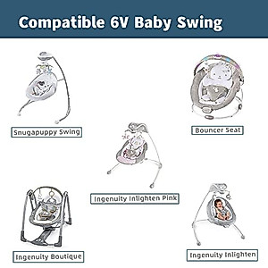 Qjin Baby Swing Power Cord, Replacement Adapter for Fisher Price, Ingenuity and Others 6V DC Baby Swing, 6.5 Feet