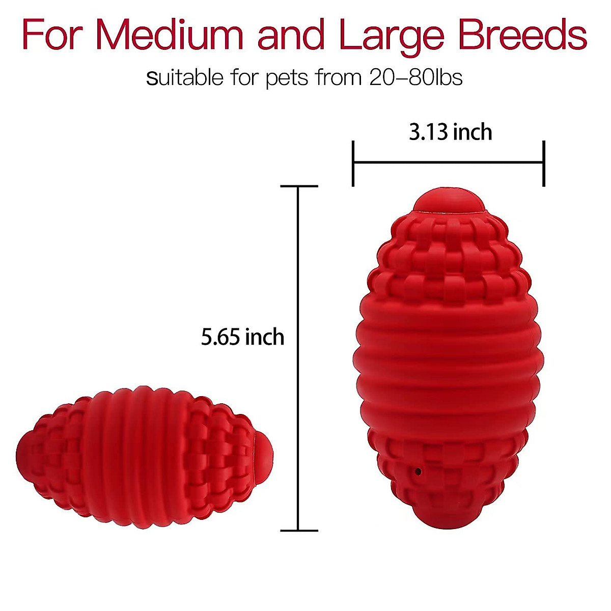 HUASONG Squeaky Football Dog Toys for Aggressive Chewers: Non-Toxic Natural Rubber Puppy Chew Ball with Squeaker, Almost Indestructible and Durable Pet Toy for Medium and Large Breed