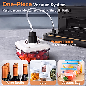 Pyukix Vacuum Sealer Machine, Food Sealer Machine 80KPA Fully Automatic 8-IN-1 Food Saver for Dry/Moist Mode with Build-in Cutter&Storage, Air Suction Hose, Digital Countdown, Roll Bag, 11 Vacuum Bags